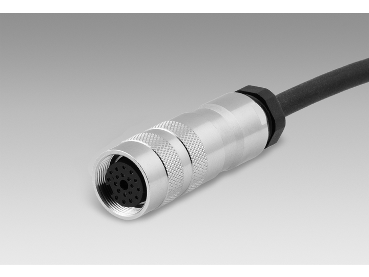 Female connector M16, 19-pin, straight, 5 m cable | Cables / connectors ...