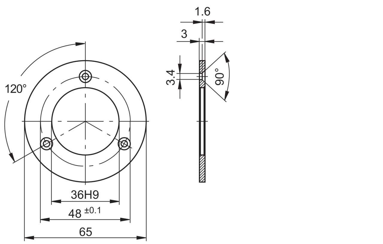 Adaptor plate for clamping flange for modification into flange diameter ...
