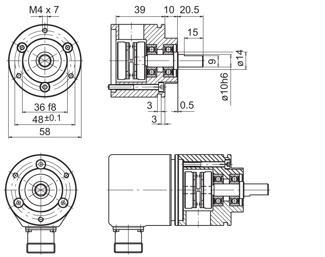 Bearing flange for encoders with synchro flange (Z 119.035) | Montagem ...