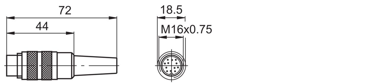 Cable connector M16, 12-pin, without cable (Z 165.S02) | Cables ...