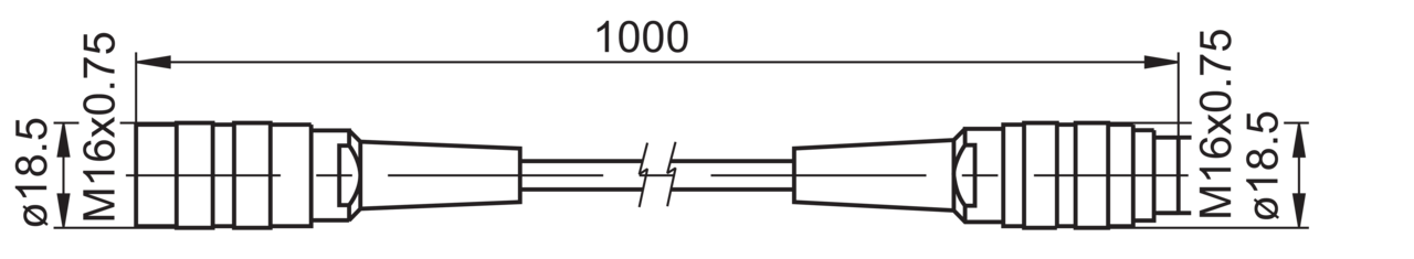 Coupling cable with M16 - M16, 5-pin, 3 m (Z 165.V03) | Cables ...
